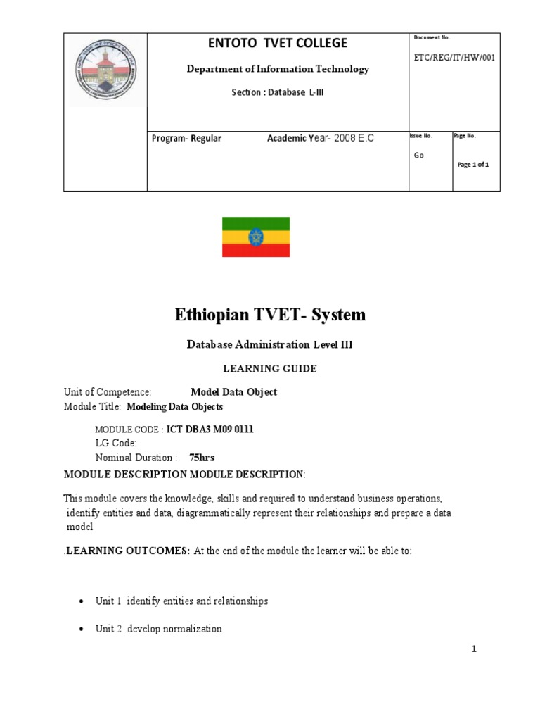 Information Sheet Model Data Object DB | PDF | Computers | Technology & Engineering