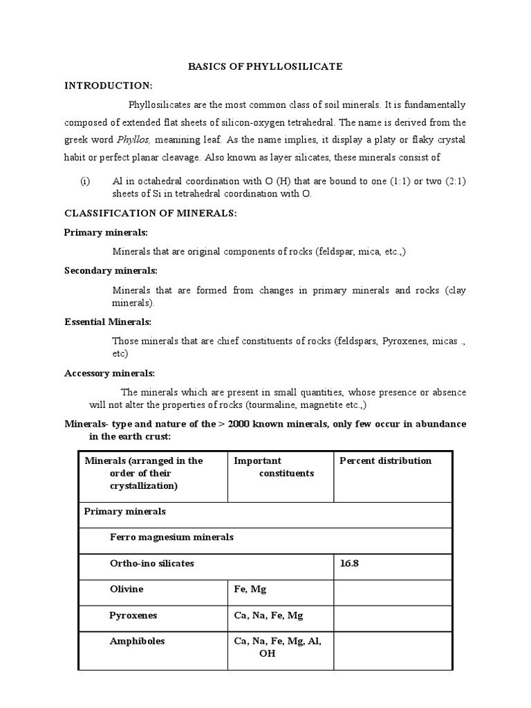 Basics of Phyllosilicate | PDF