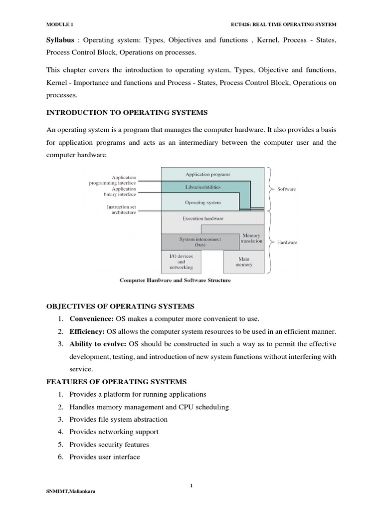 Module 1 Ect426 Rtos PDF | PDF | Kernel (Operating System) | Operating System