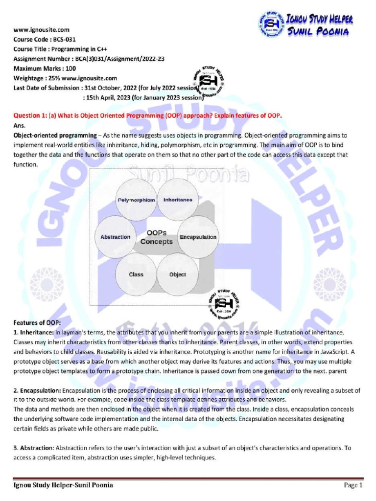 BCS-031 (2022-23) Solved Assignment | PDF