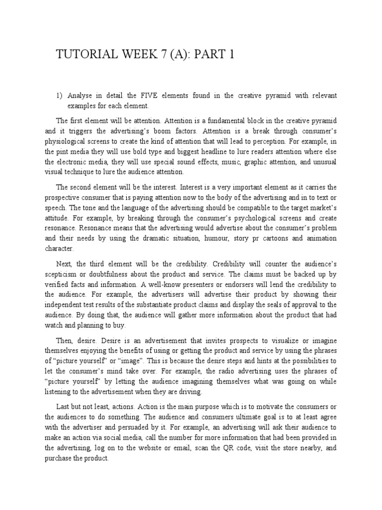 Tutorial Week 7 | PDF | Advertising | Safety