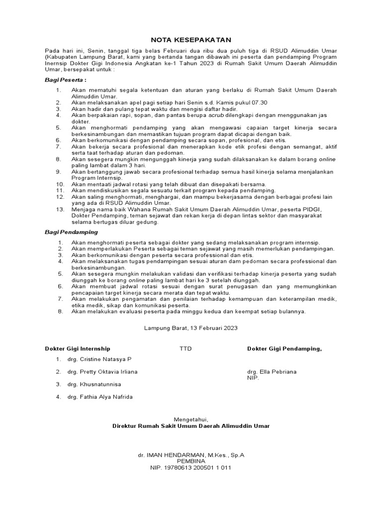 Nota Kesepakatan | PDF