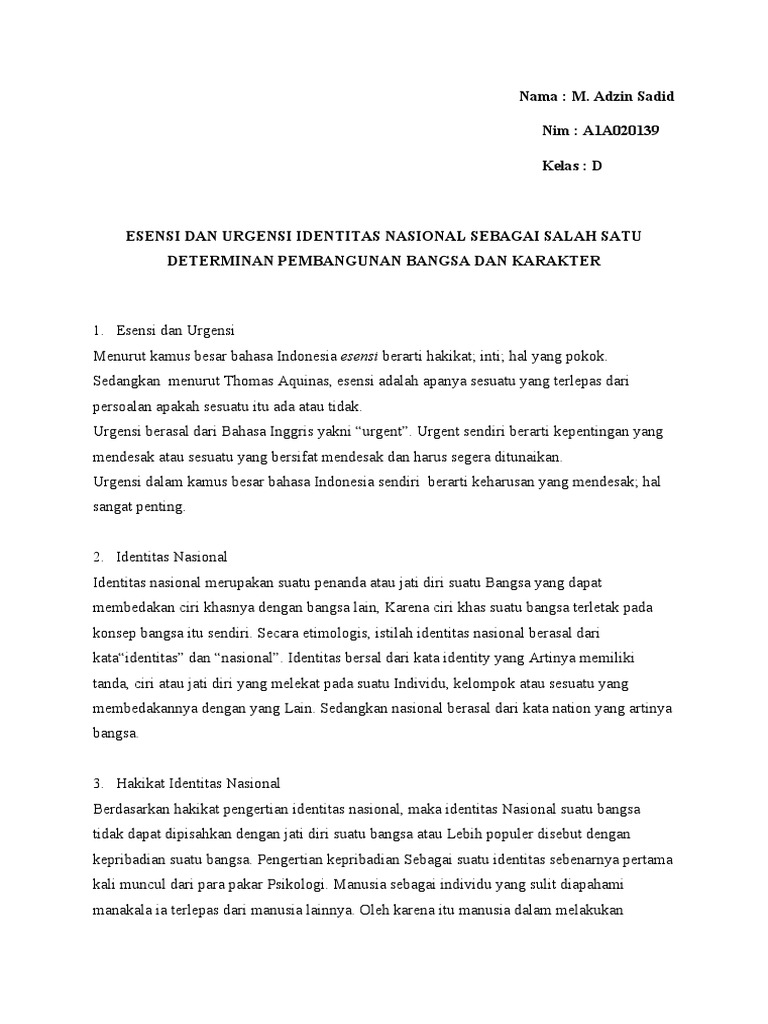 Resume Identitas Nasional | PDF