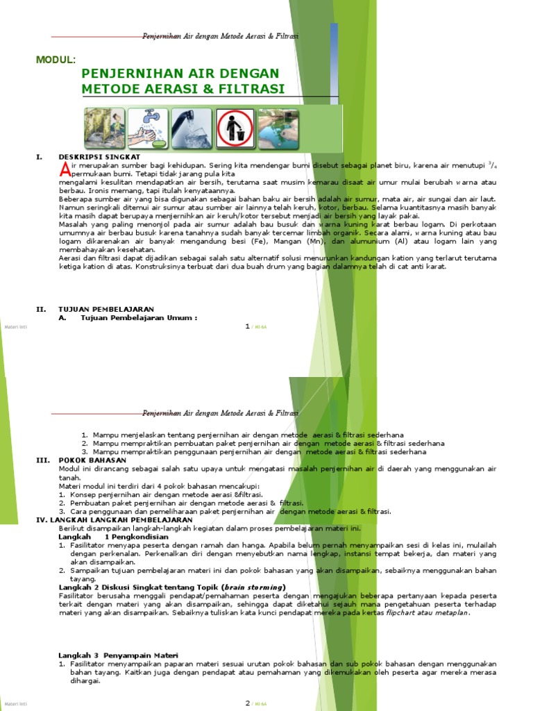 Penjernihan Air: Aerasi & Filtrasi Sederhana | PDF