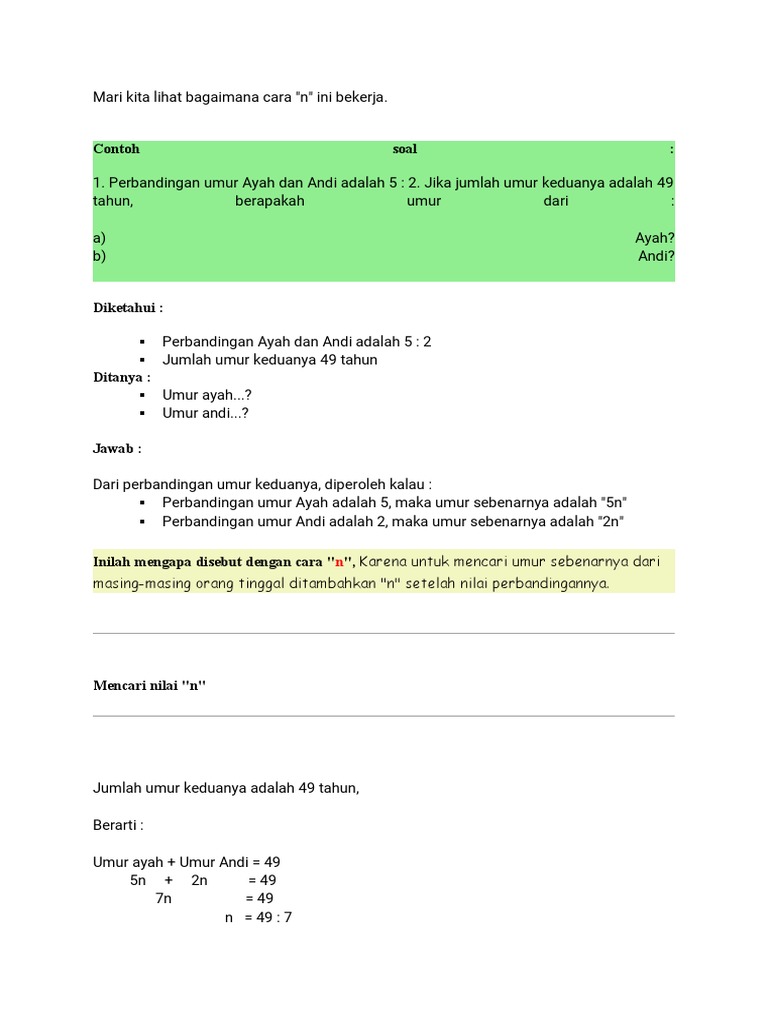 Perbandingan Umur | PDF | Metode & Bahan Ajar