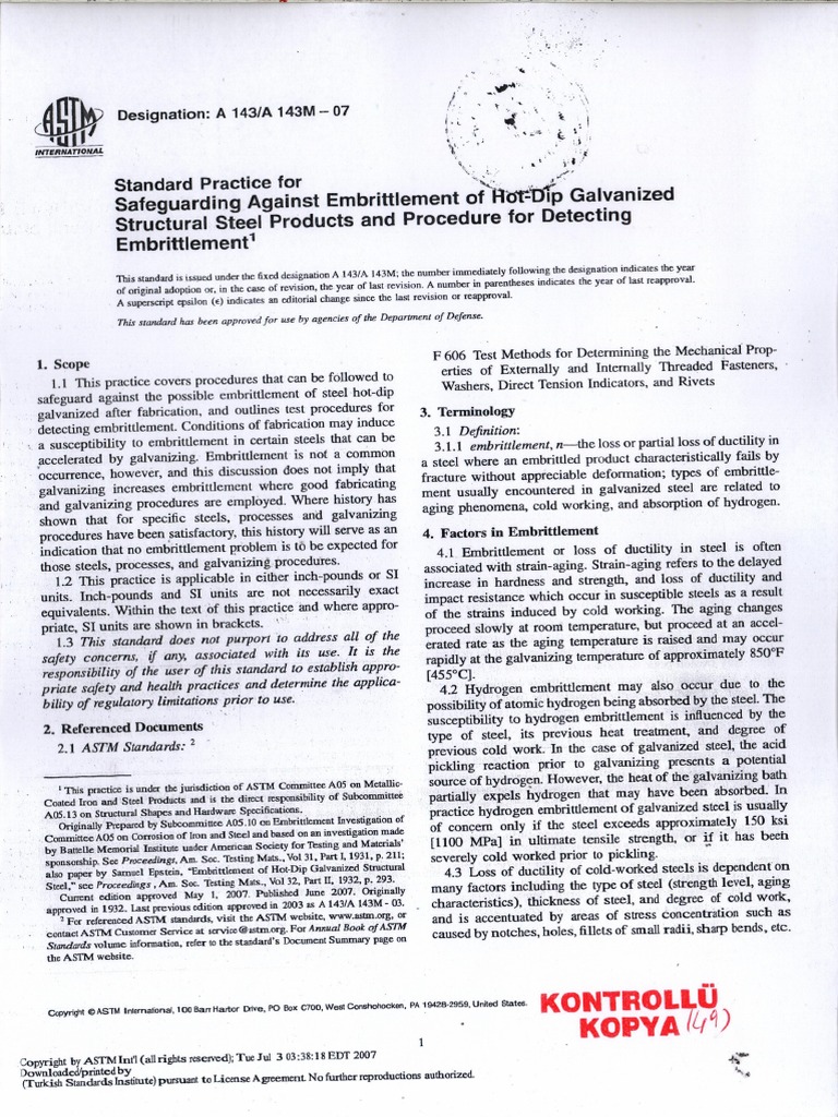 Astm A 143-A 143M 2007 PDF | PDF