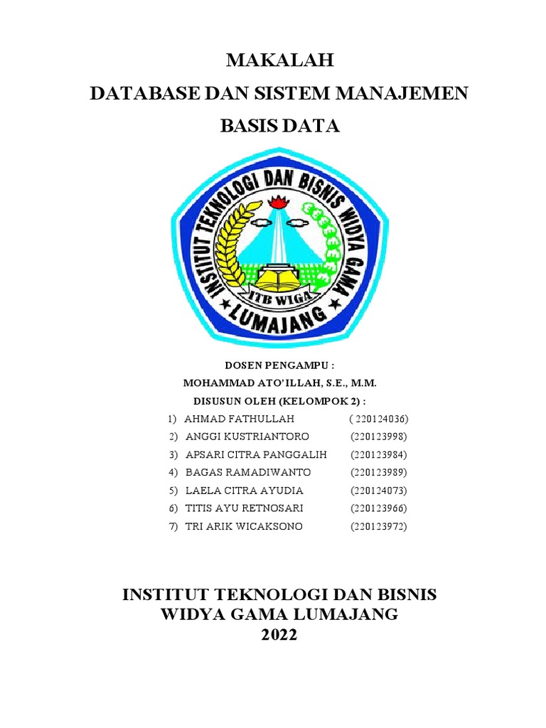 Makalah Database Sistem Manajemen Basic Data. | PDF | Komputer