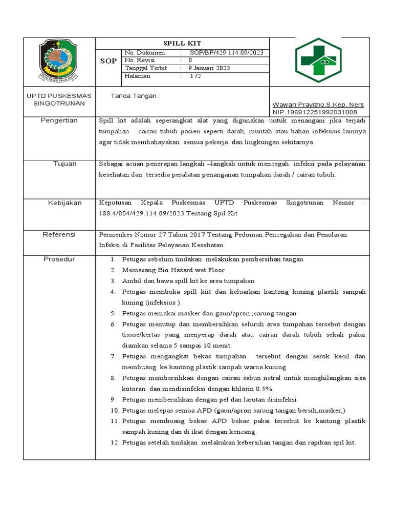 Sop Spill Kit | PDF