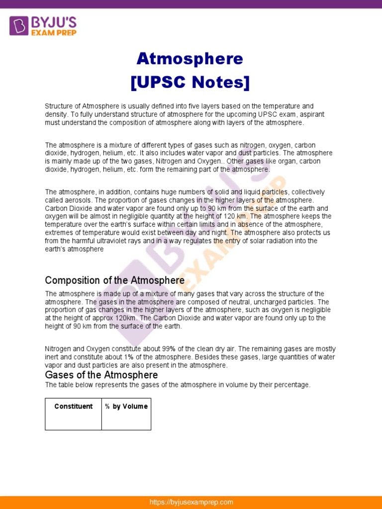 Atmosphere Upsc Notes 20 | PDF