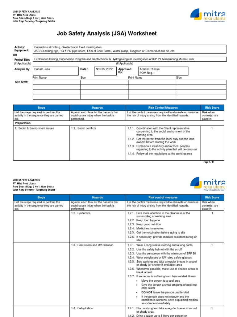 MRU-QMS-HSE-Form_JSA_Geotechnical Drilling & Geotechnical Field ...