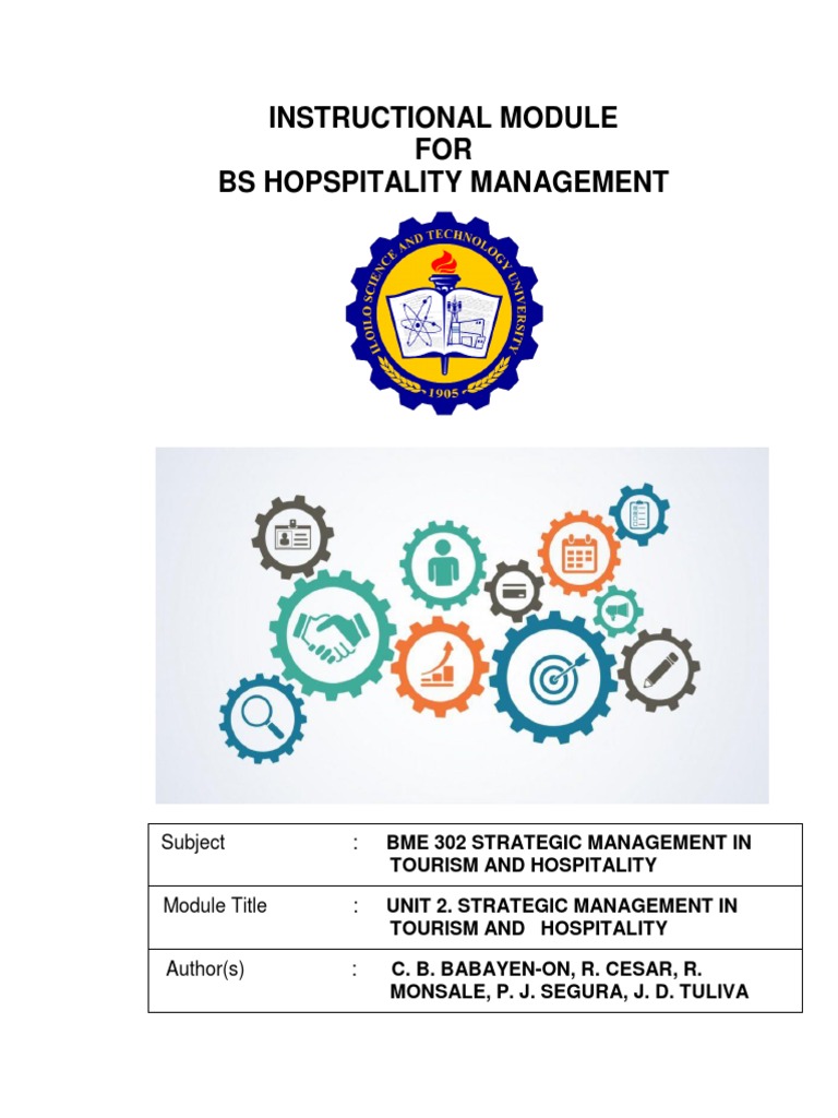 BME 302 MU2 Strategic Management in Tourism and Hospitality | PDF | Swot Analysis | Strategic ...