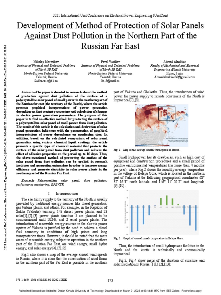 Development of Method of Protection of Solar Panels Against Dust ...