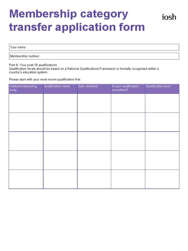 Membership Transfer Application Form | PDF