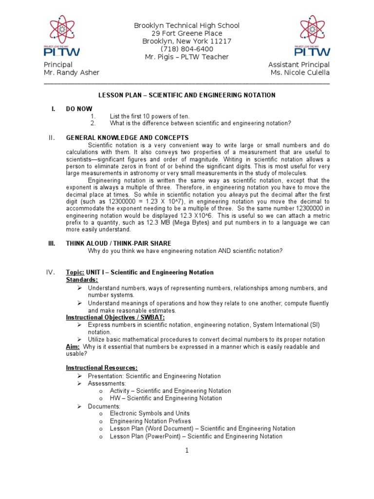 Lesson Plan - Scientific and Engineering Notation | PDF | Significant Figures | Mathematical ...