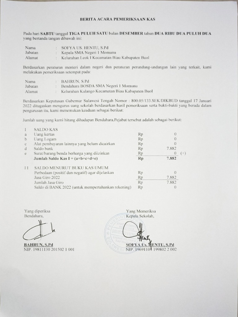 Contoh Buku Register Penutupan Kas | PDF