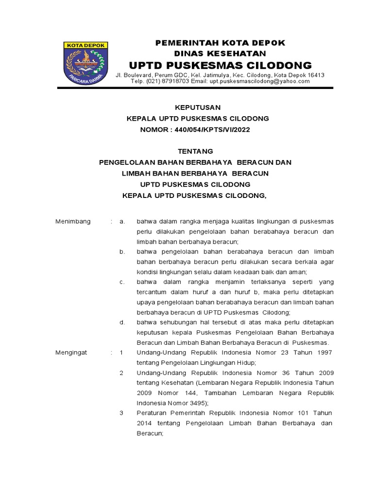 SK Pengelolaan B3 & Limbah B3 | PDF