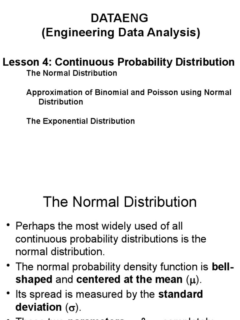 Engg Data Analysis Lesson 4 Continuous Probability Distribution Part 2 ...
