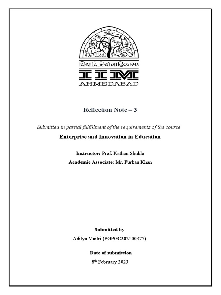 Reflection Note - 3 | PDF | Teachers | Schools