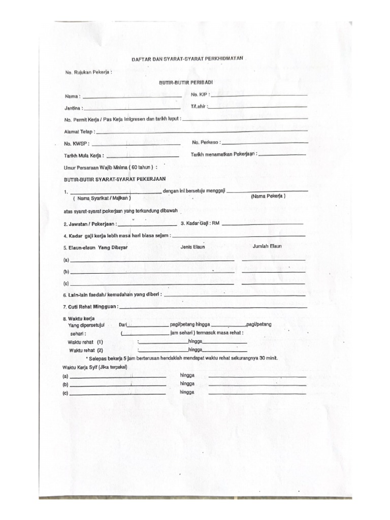 Daftar Dan Syarat-Syarat Perkhidmatan PDF | PDF
