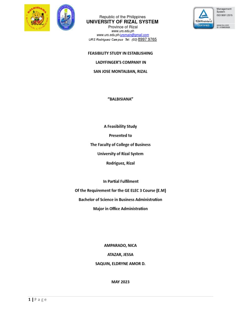 Feasibility Study Ge Elec Final 1 | PDF | Banana | Marketing