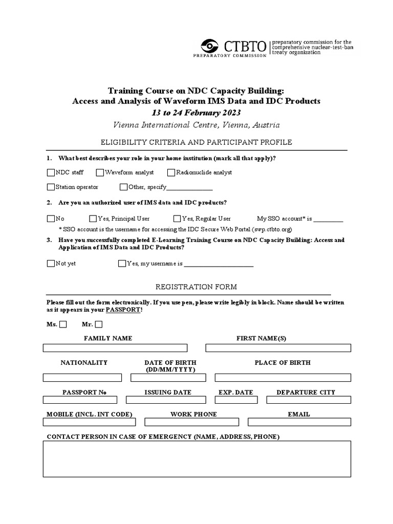 NDC Capacity Building Training Registration | PDF