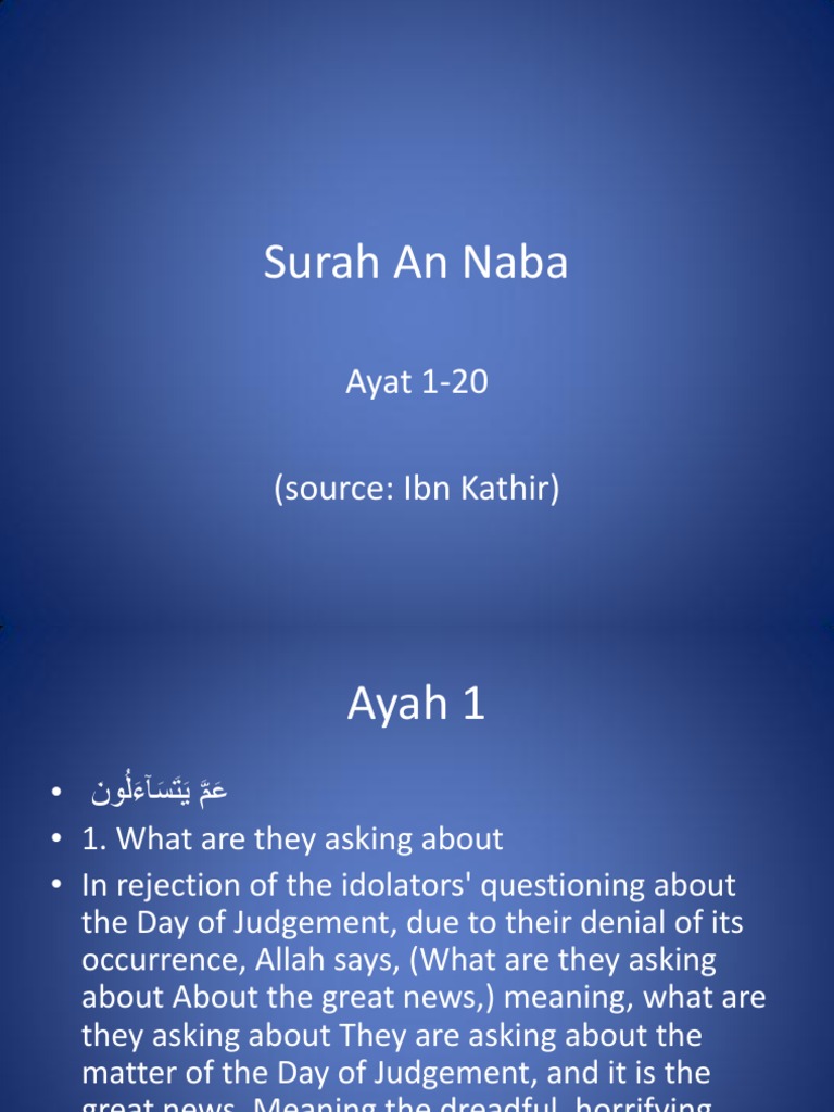 Surah An Naba | PDF | Religious Belief And Doctrine | Abrahamic Religions