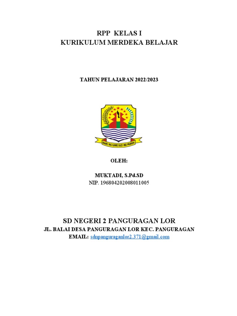 Cover RPP Kelas I Kurikulum Merdeka | PDF