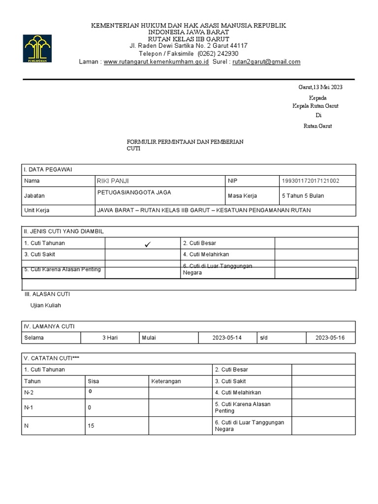 Blanko Cuti 2020 | PDF