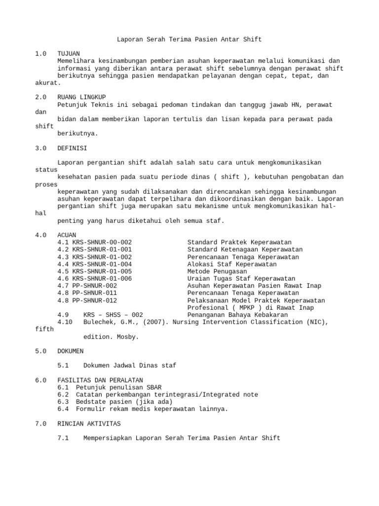 Laporan Pergantian Shift | PDF