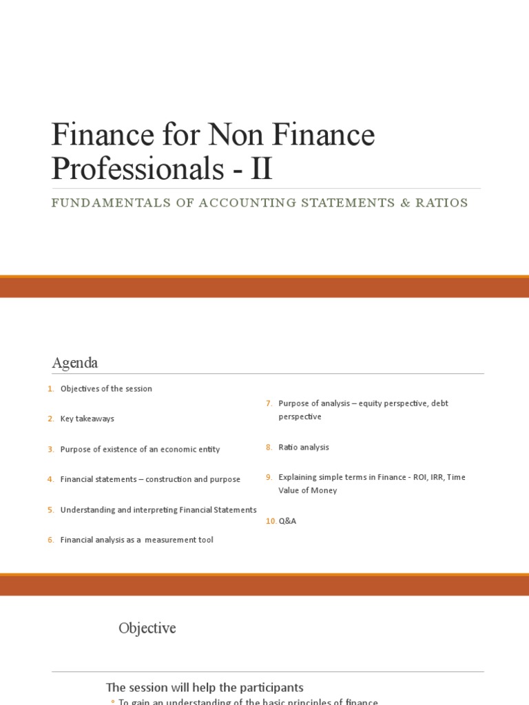 Finance For Non Finance Professionals Statements and Ratios | PDF ...