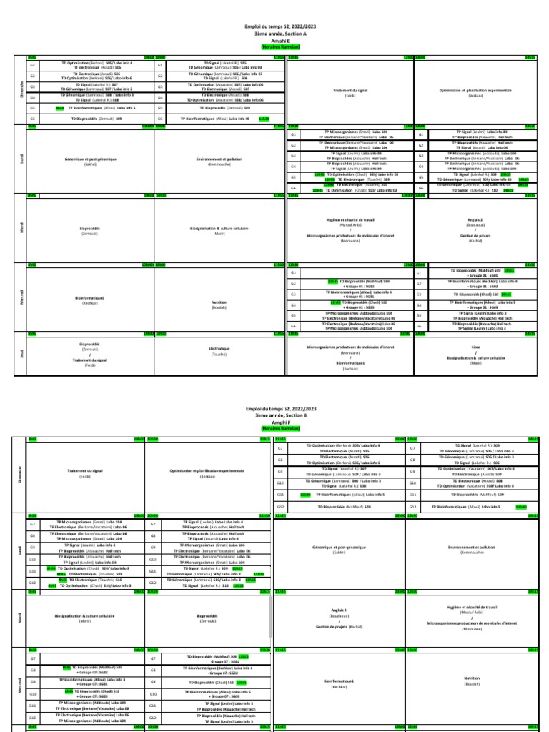 Emploi Du Temps 3eme Année V6 Ramadan 2 | PDF