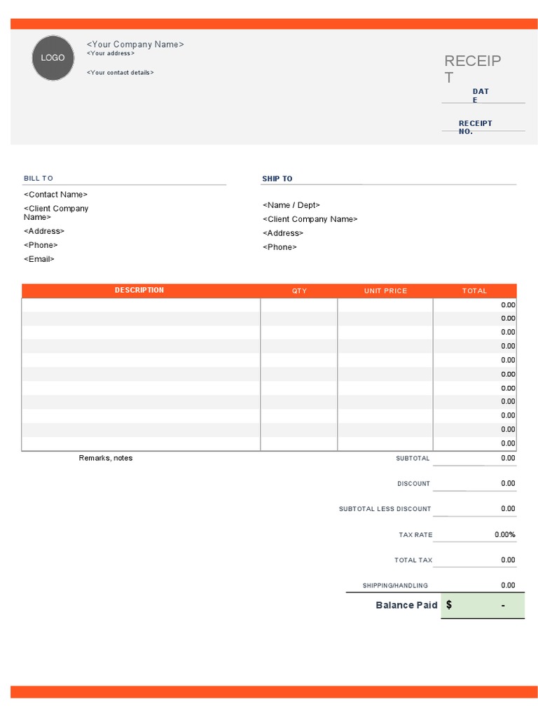 Cash Receipt Template 3 Word | PDF | Receipt | Taxes