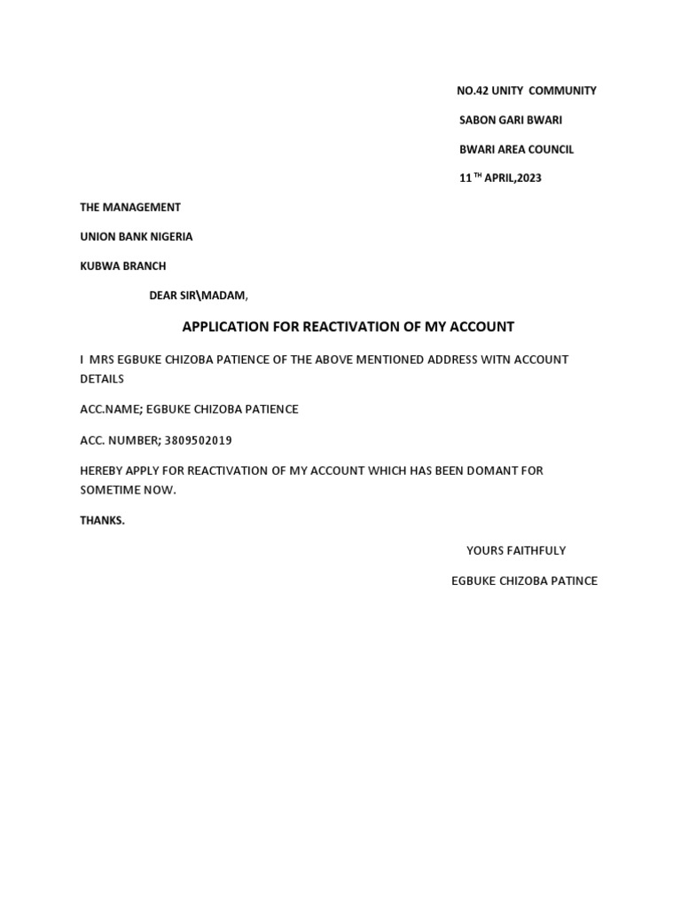 Account Reactivation Request | PDF