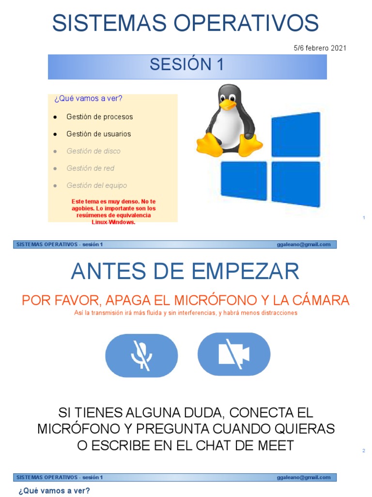 Presentacion - Sistemas Operativos Sesion1 PDF | PDF | Proceso (Computación) | Unidad Central de ...