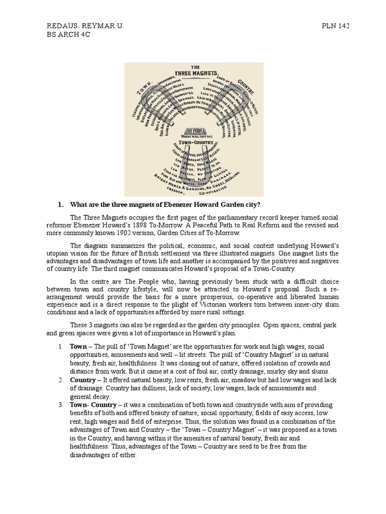What Are The Three Magnets of Ebenezer Howard Garden City | PDF | Economies