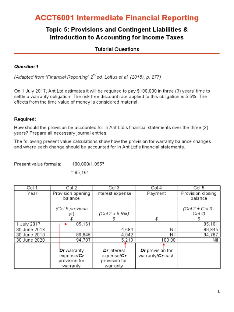 Provisions and Tax Accounting Tutorial | PDF | Finance & Money Management
