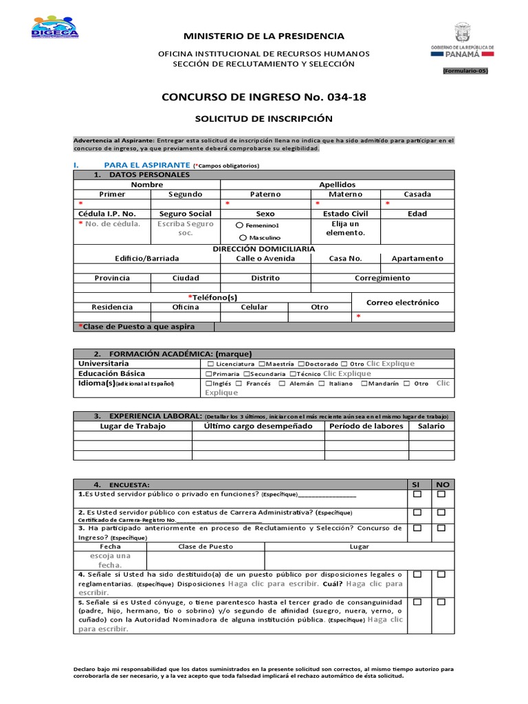 Formulario 034 18 | PDF