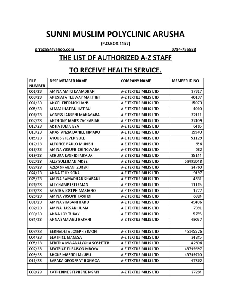 NSSF Certified Members Co | PDF