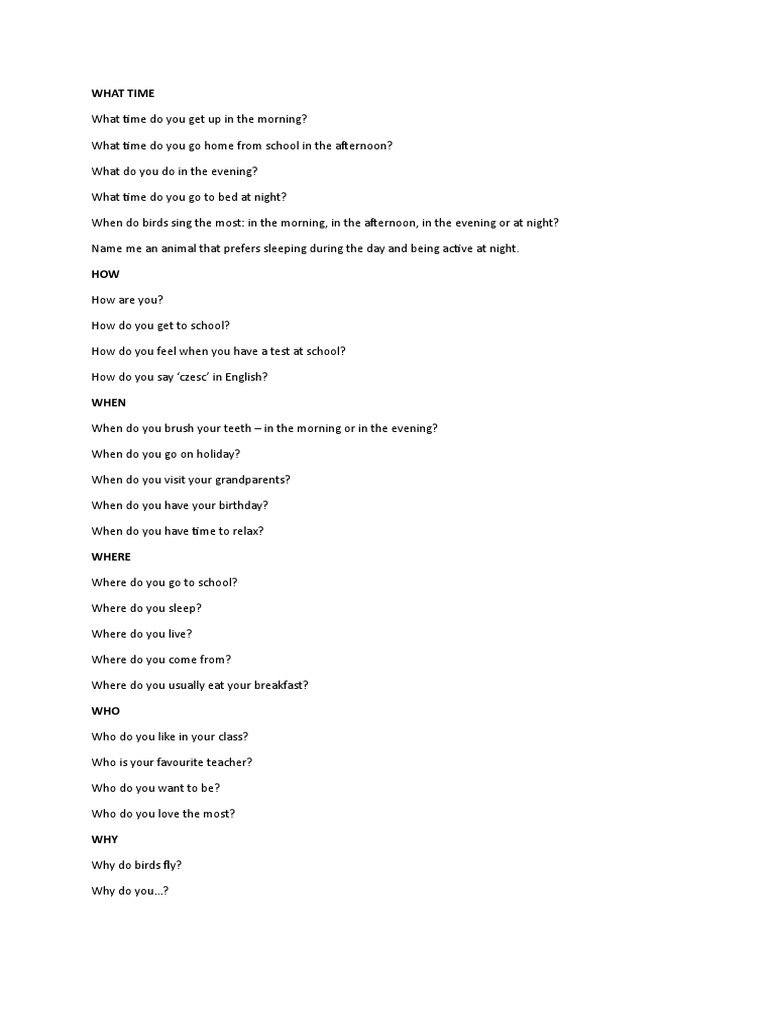 WH Questions | PDF