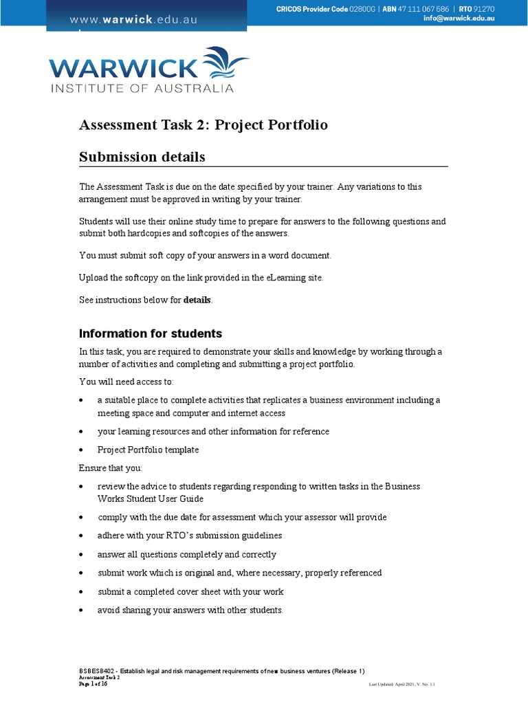 Assessment Task 2 | PDF | Risk | Risk Management