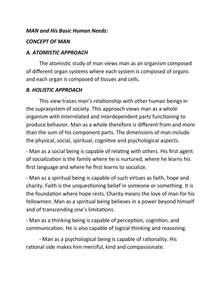 MAN and His Basic Human Needs | PDF | Relaxation (Psychology ...
