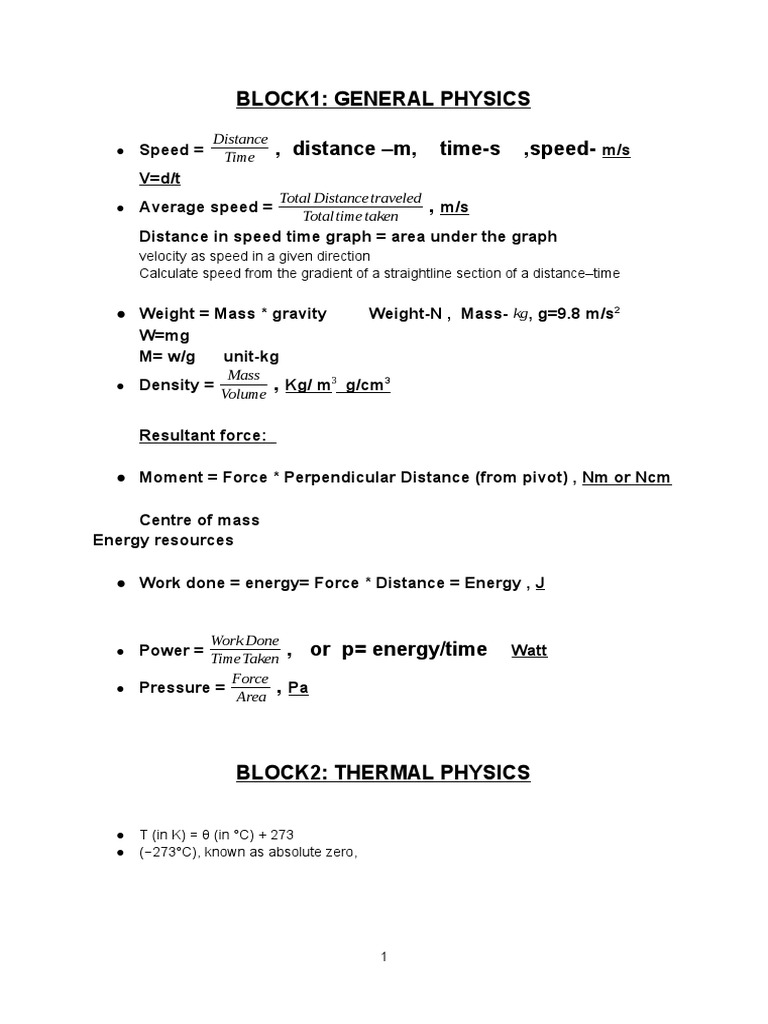 IGCSE Physics Formulae - Core | PDF | Neutron | Isotope