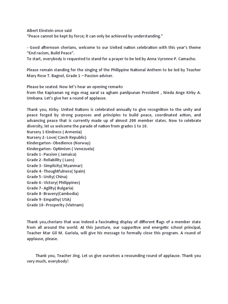 United Nation Script | PDF