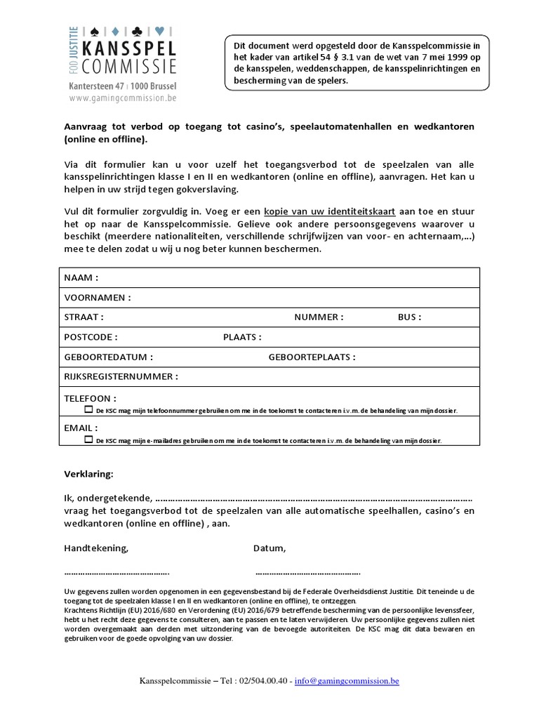 Formulier Vrijwillige Uitsluiting NL 2022 | PDF