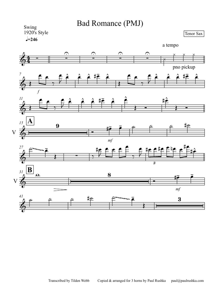 Bad Romance - Tenor | PDF