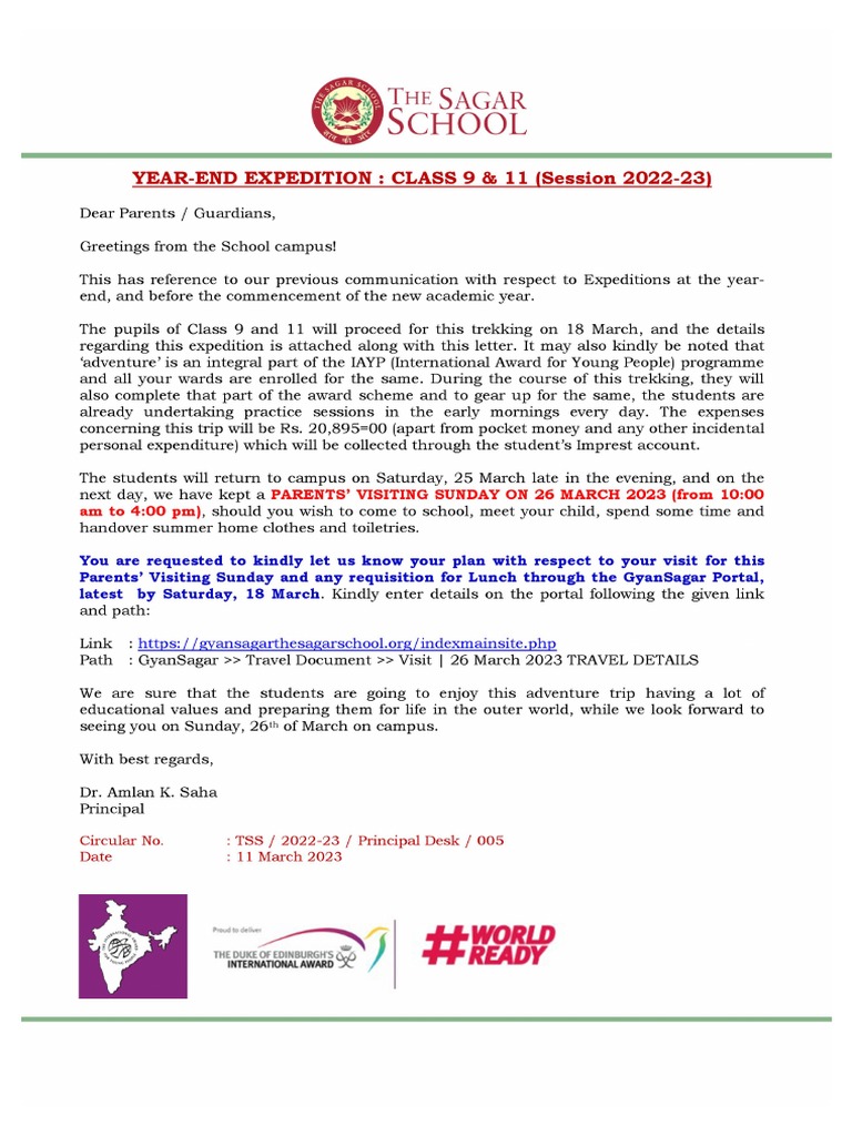 Expedition Letter Class 9 & 11 PDF | PDF