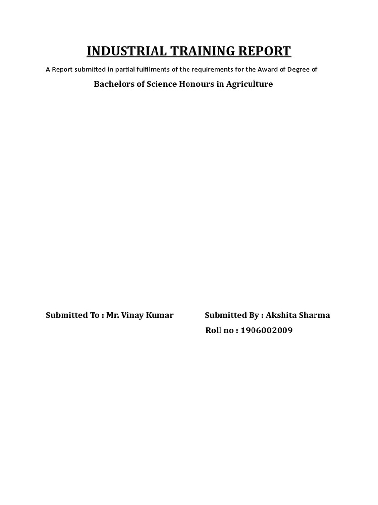 Industrial Training Report in Agriculture | PDF | Technology & Engineering