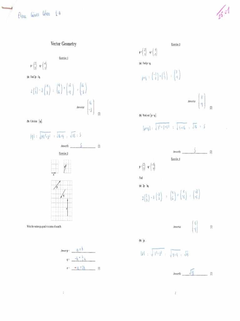 Vector Geometry Worked Examples | PDF