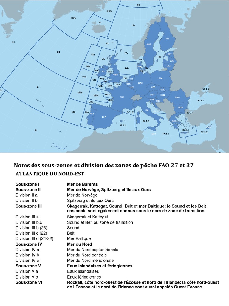 Zones de pêche FAO 27 et 37 en Atlantique | PDF | Mer du Nord | Mer Noire