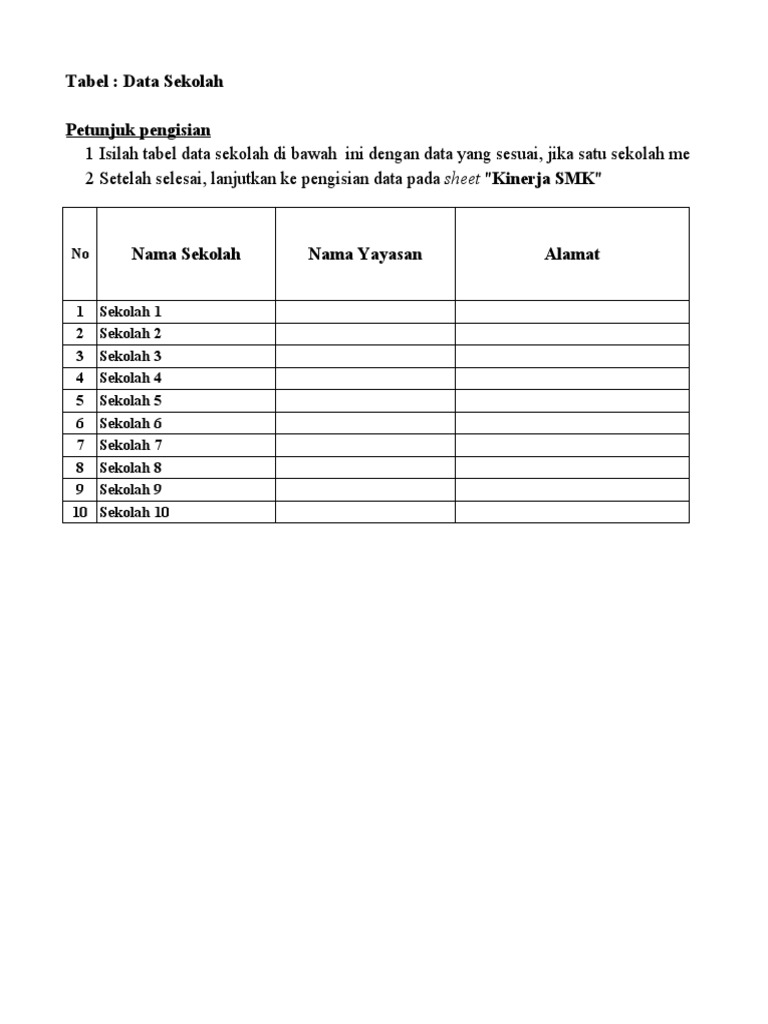 Panduan Pengisian Data Sekolah | PDF